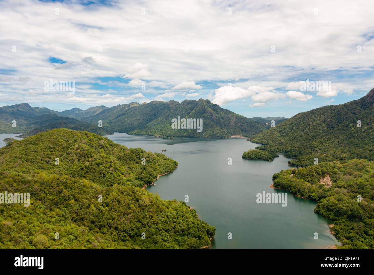 Lake among mountains and hills. Mountain landscape. Randenigala ...