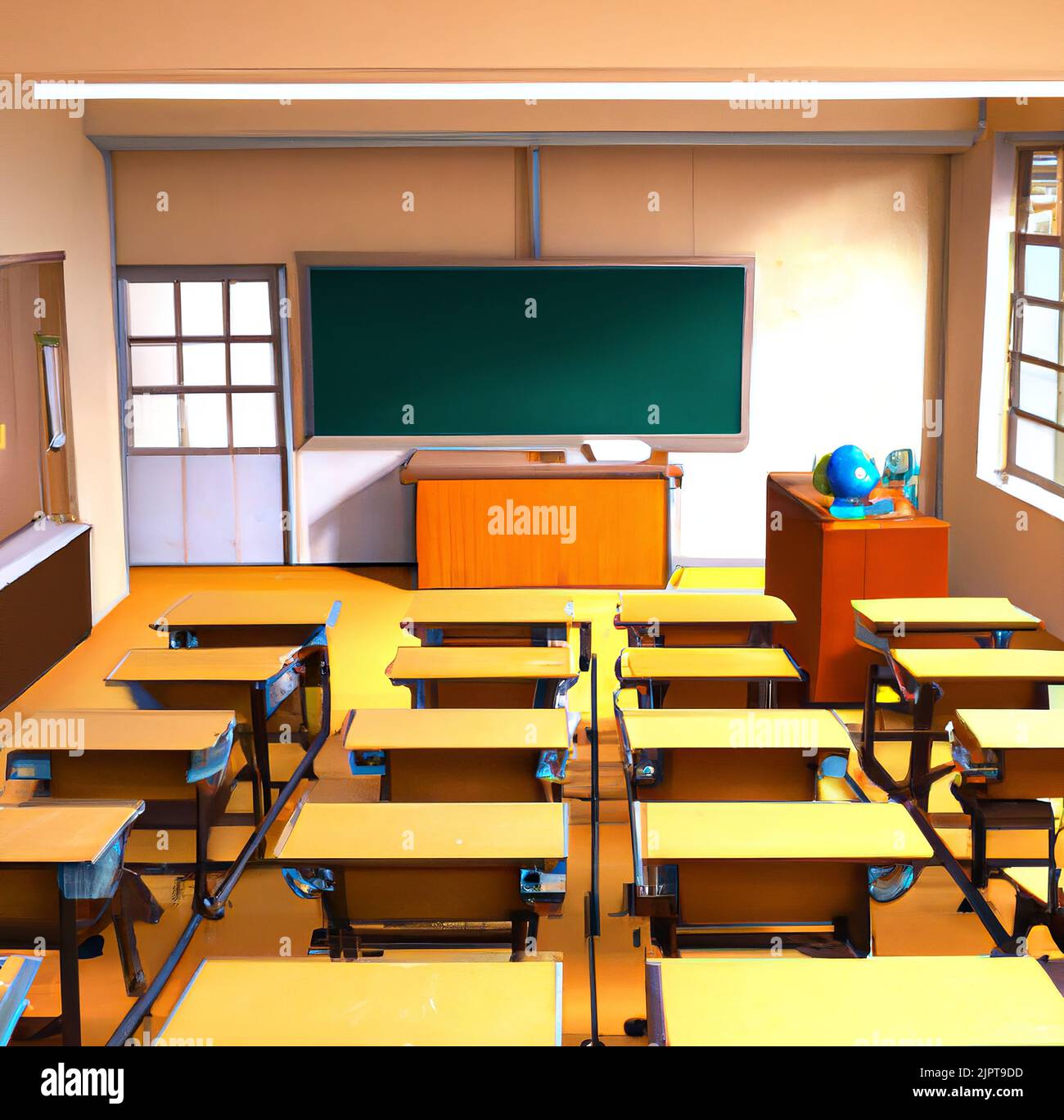 Japanese empty classroom 3D illustration Stock Photo - Alamy