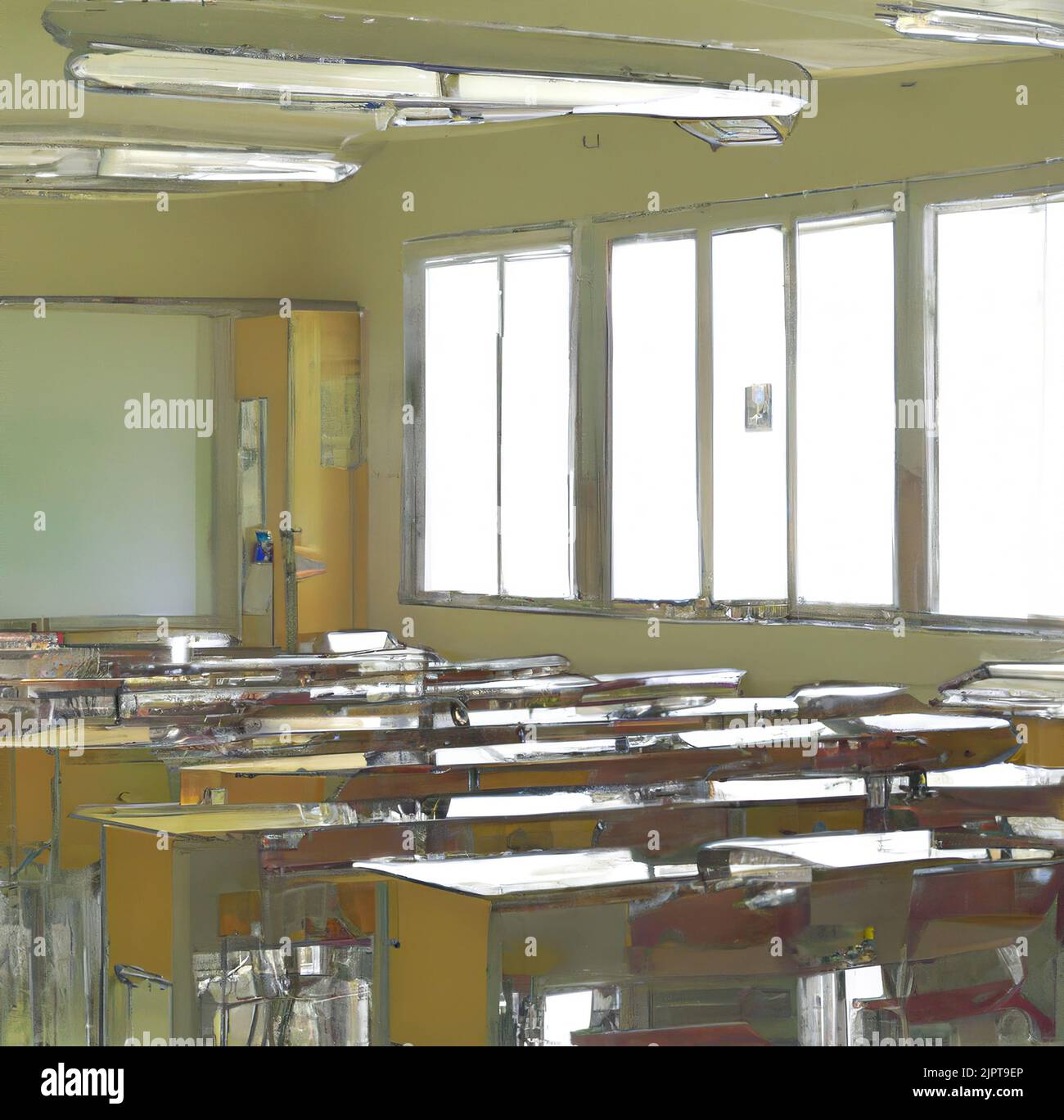 Japanese empty classroom 3D illustration Stock Photo - Alamy