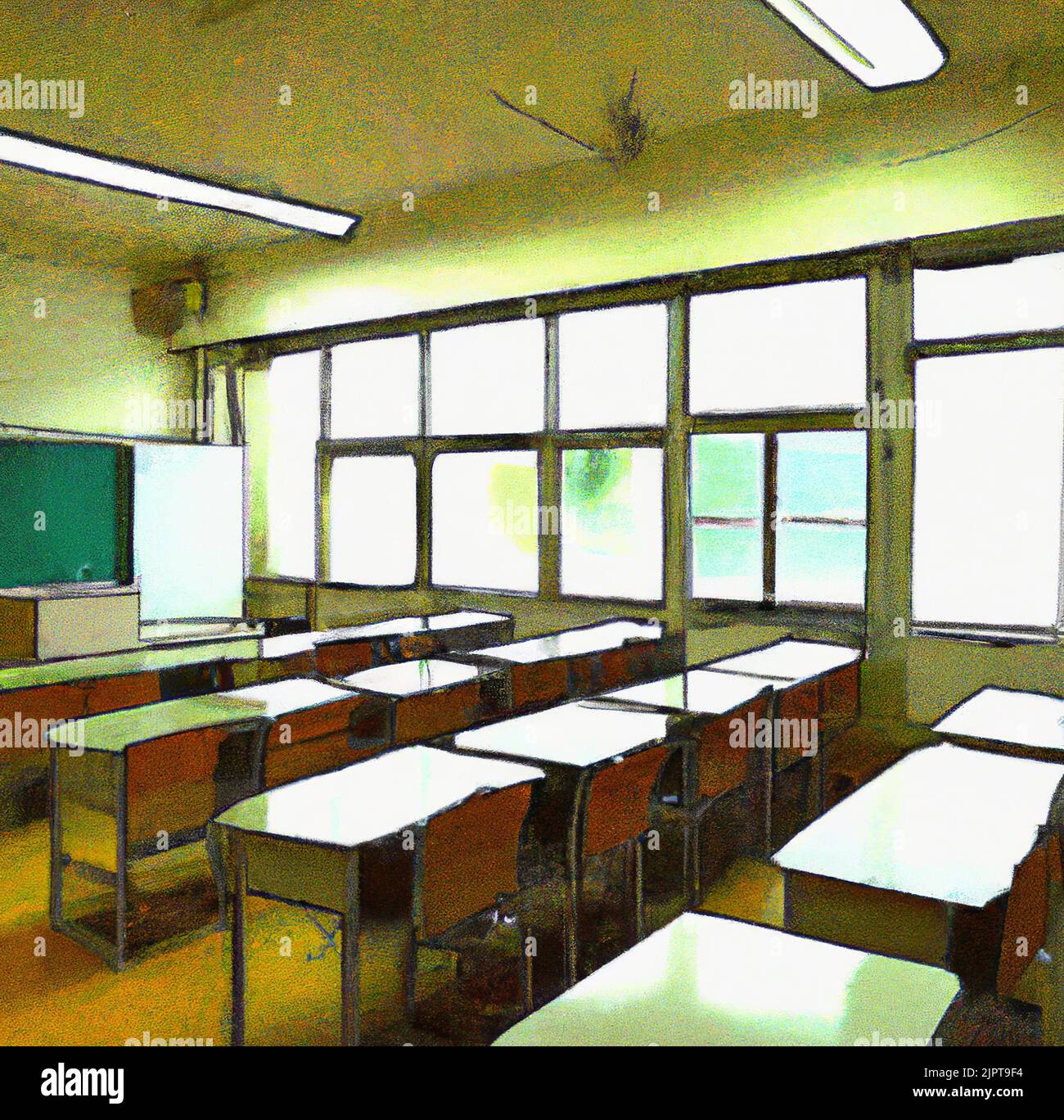 Japanese empty classroom 3D illustration Stock Photo - Alamy