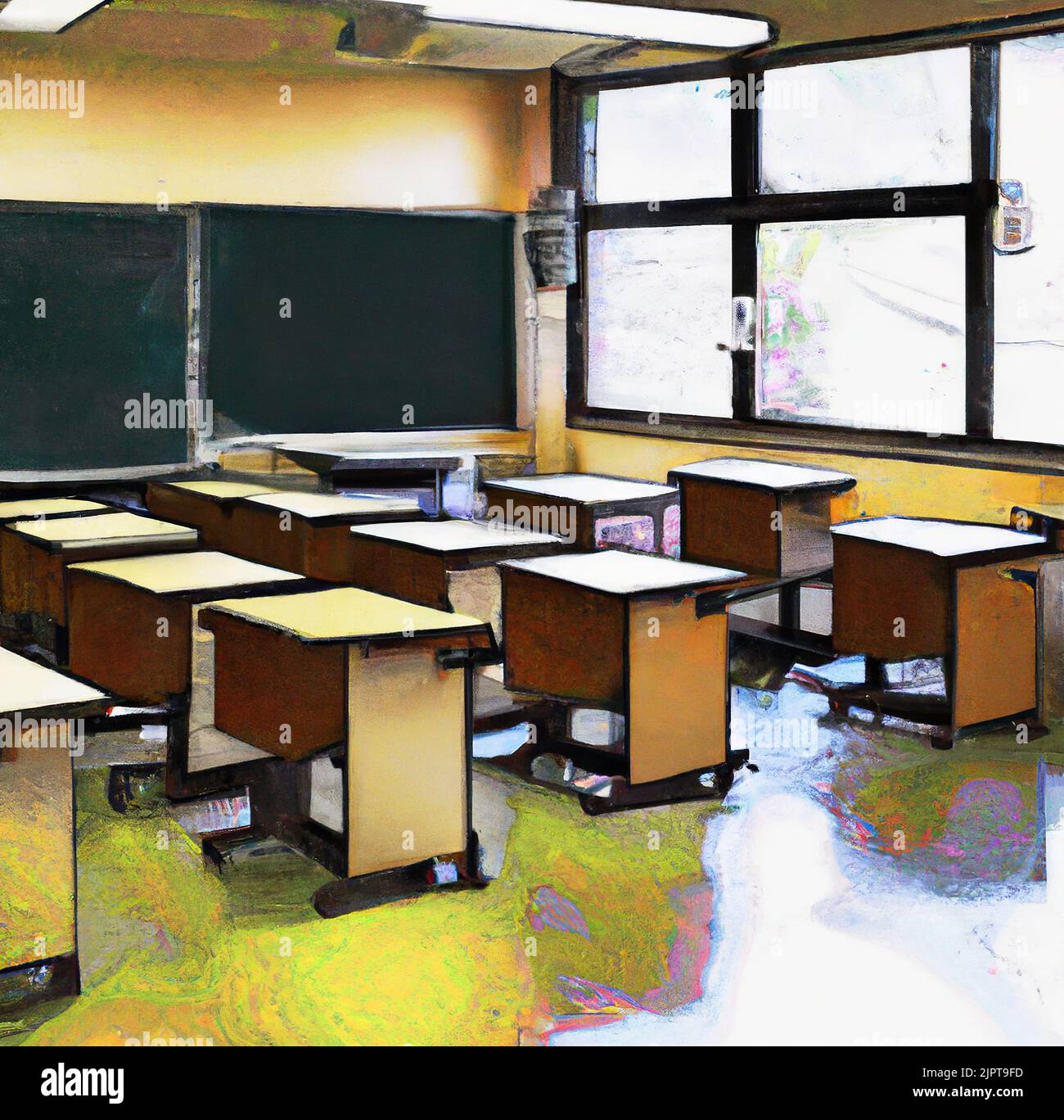 Japanese empty classroom 3D illustration Stock Photo - Alamy