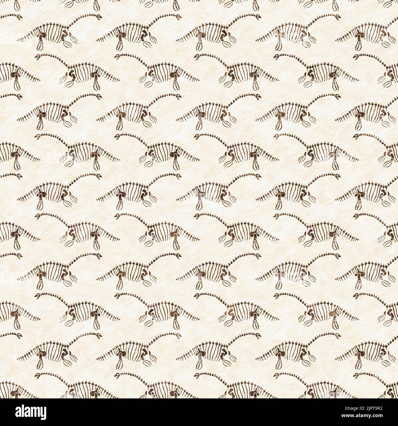 Brown plesiosaur dinosaur fossil bones seamless pattern. Gender Neutral ...