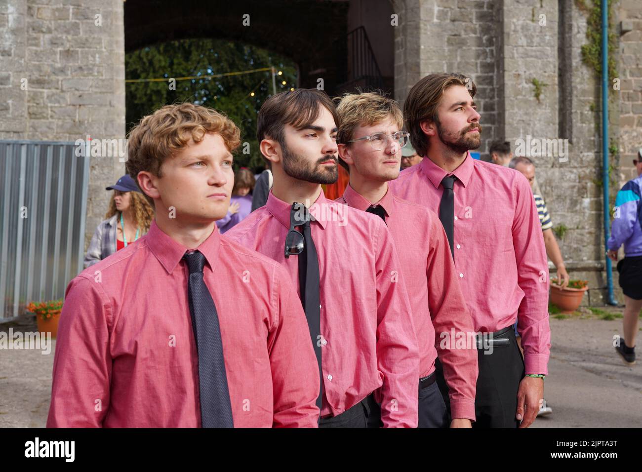 Glanusk Park, UK. Friday, 19 August, 2022. Festival goers dressed as ...
