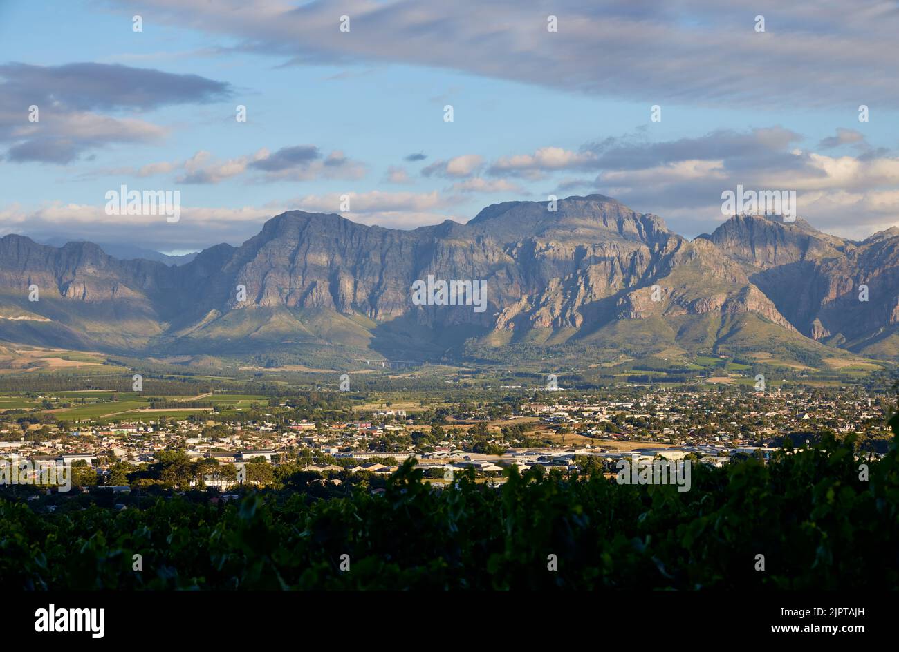 The Paarl wellington town before the mountain ranges in South Africa ...