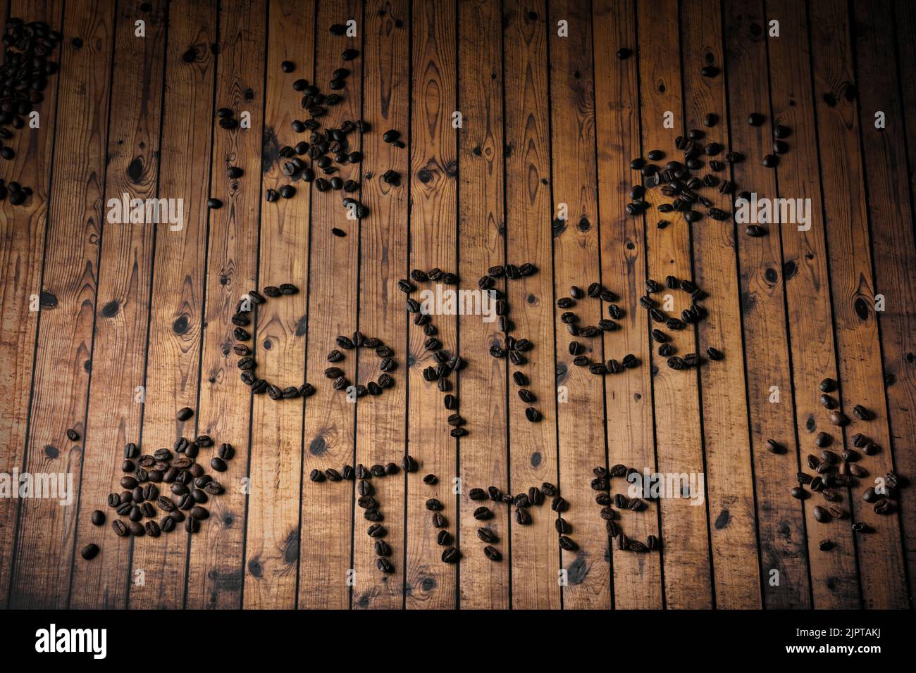 Coffee time from coffee grains. Letter of the word coffee time Stock ...