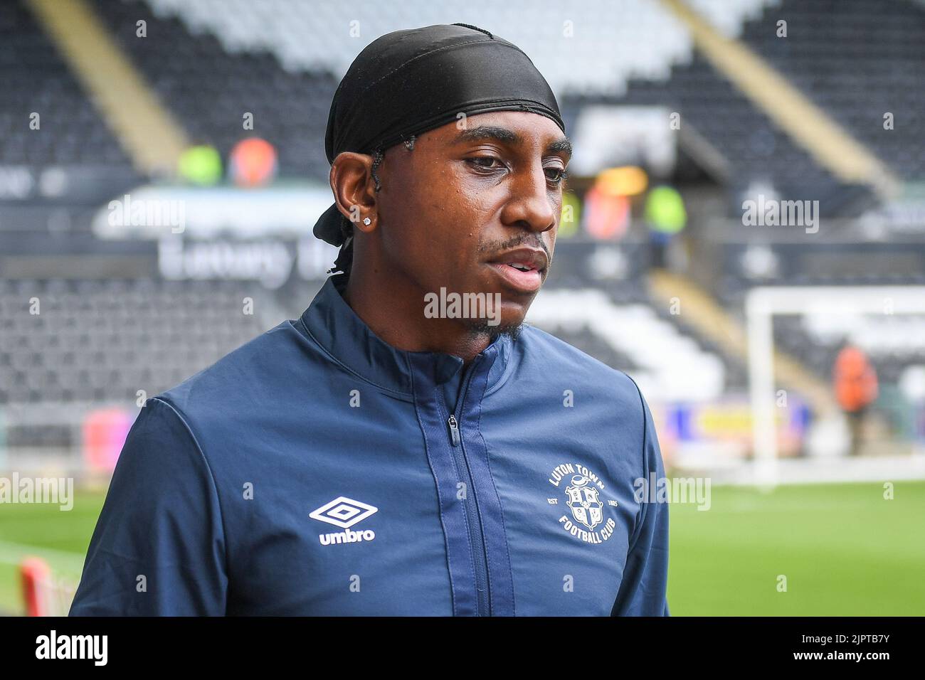 AmariÕi Bell #29 of Luton Town arrives at Swansea.com Stadium Stock ...