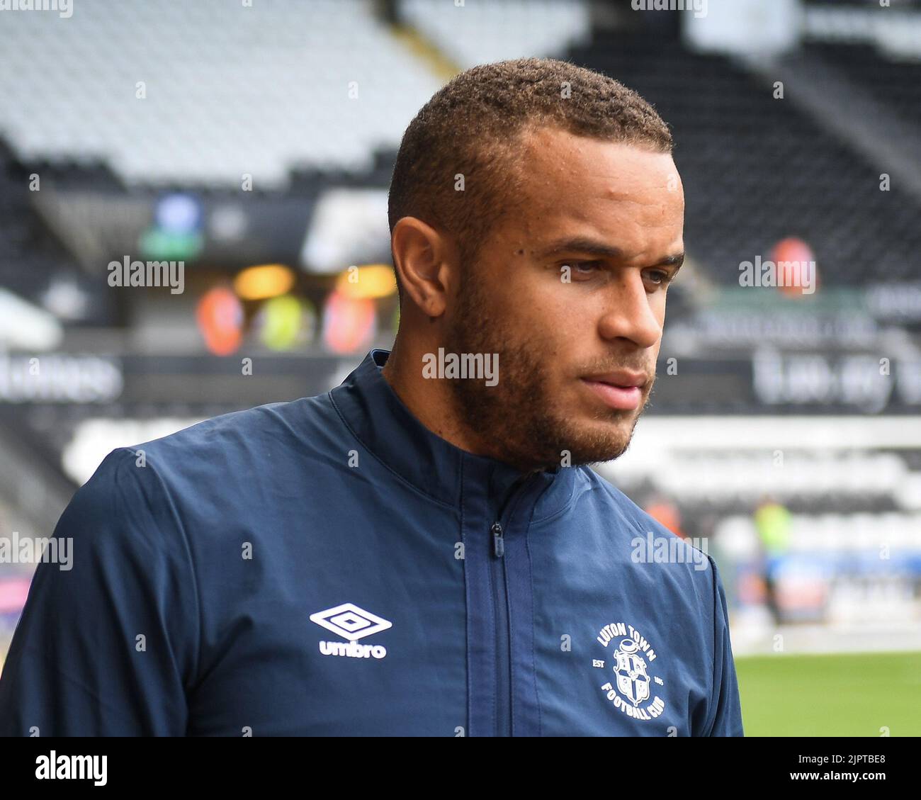 Carlton Morris #9 of Luton Town arrives at Swansea.com Stadium Stock ...