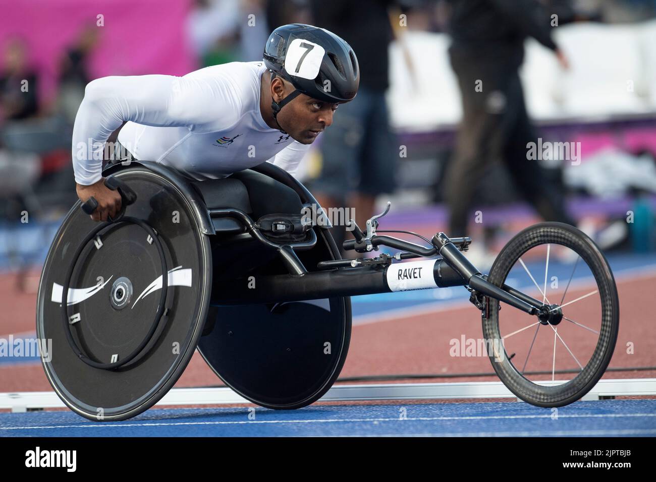 Cedric Ravet of Mauritius competing in the men's T53/54 1500m - Final ...