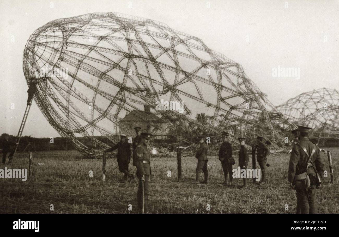 The remains of Zeppelin LZ33 which was shot down during a WW1 bombing ...