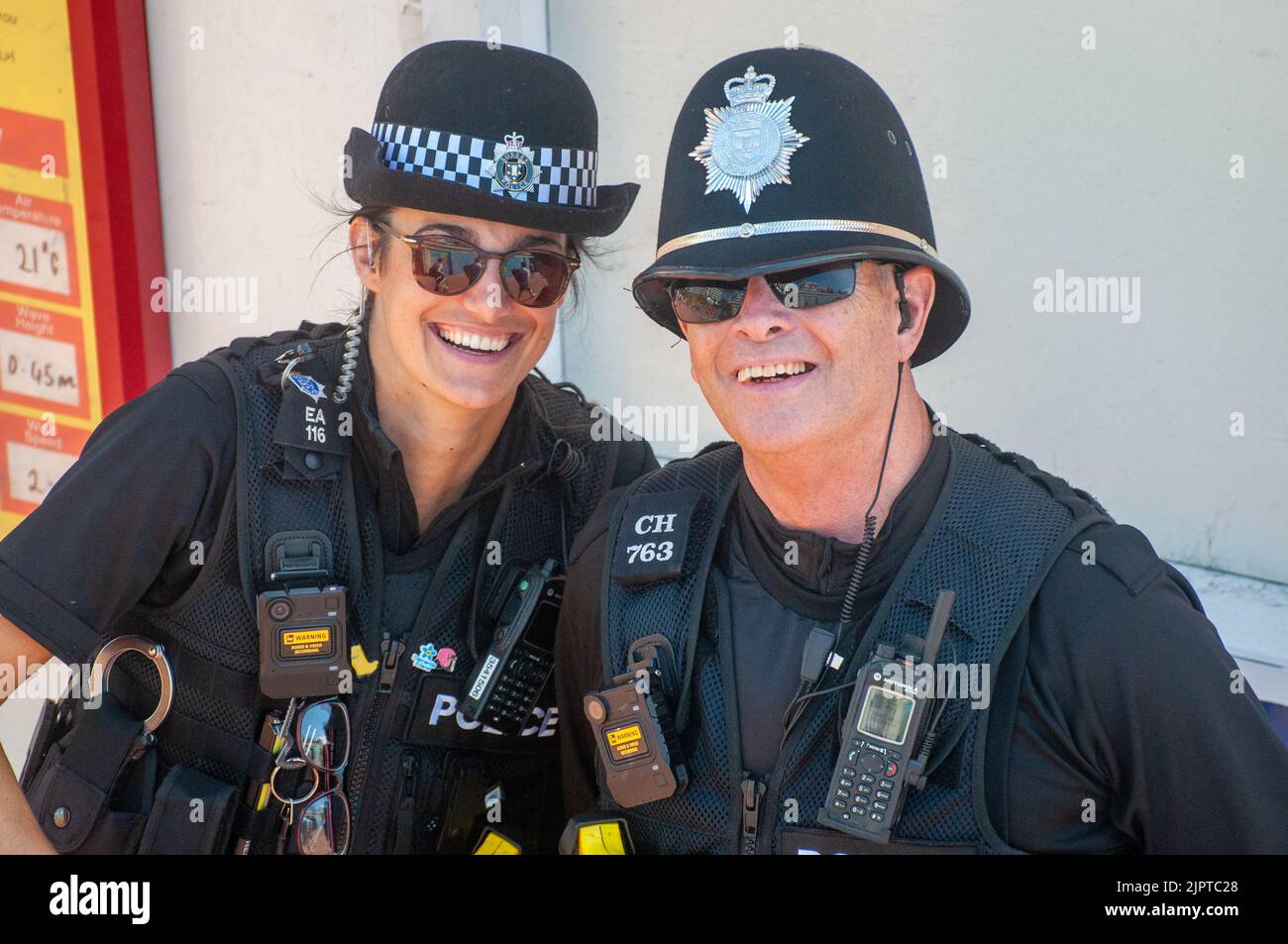Eastbourne, East Sussex, UK, 20 Sep 2022. A policeman and policewoman ...