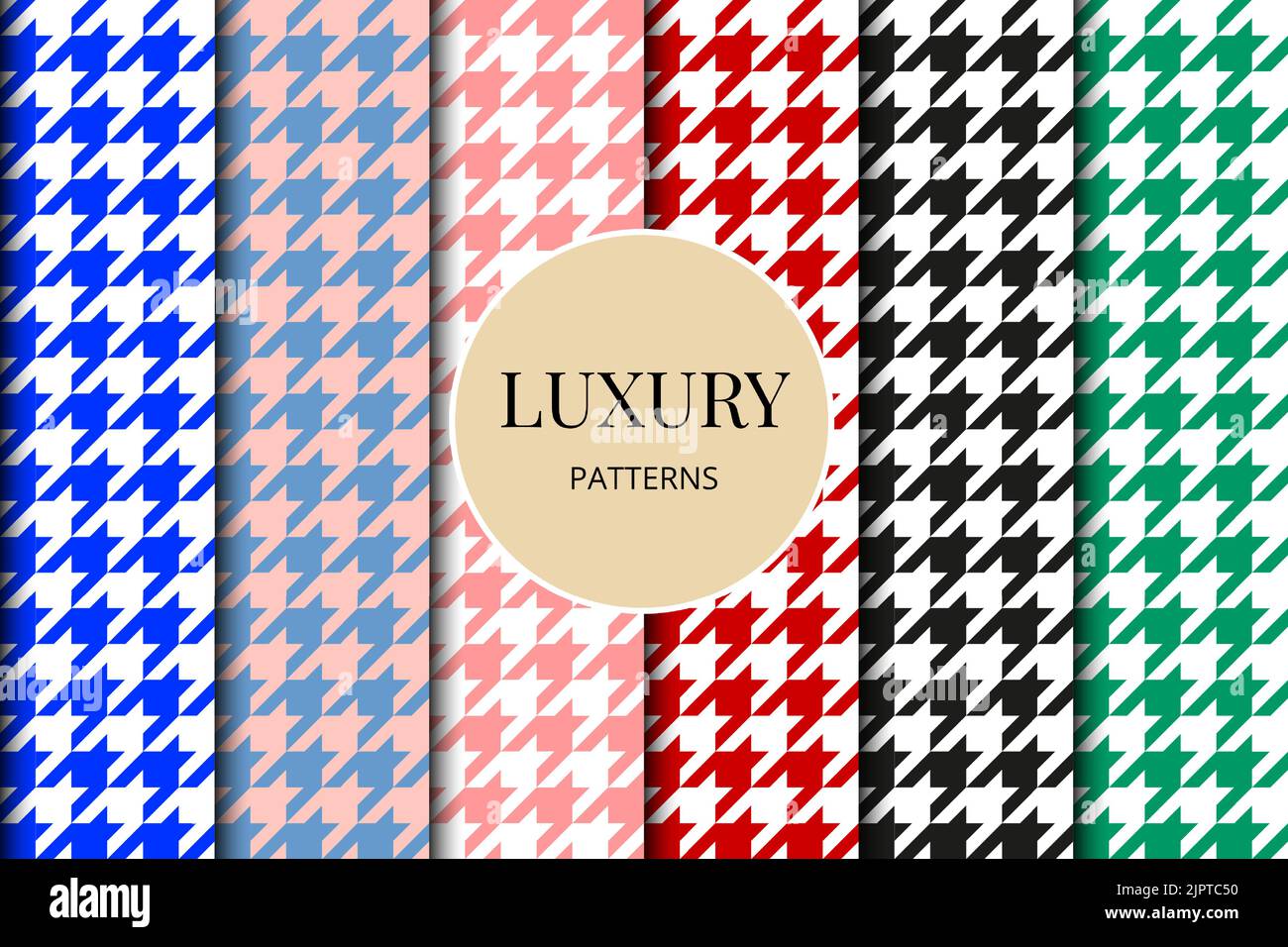 Houndstooth patterns set. Fabric background. Classical checkered ...