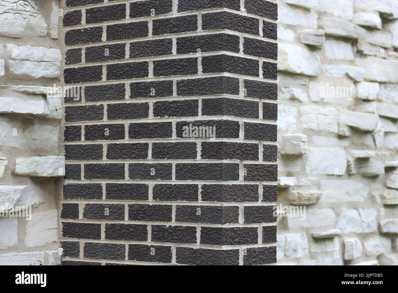 Simple and plain minimalist brick wall and a natural stone wall in ...