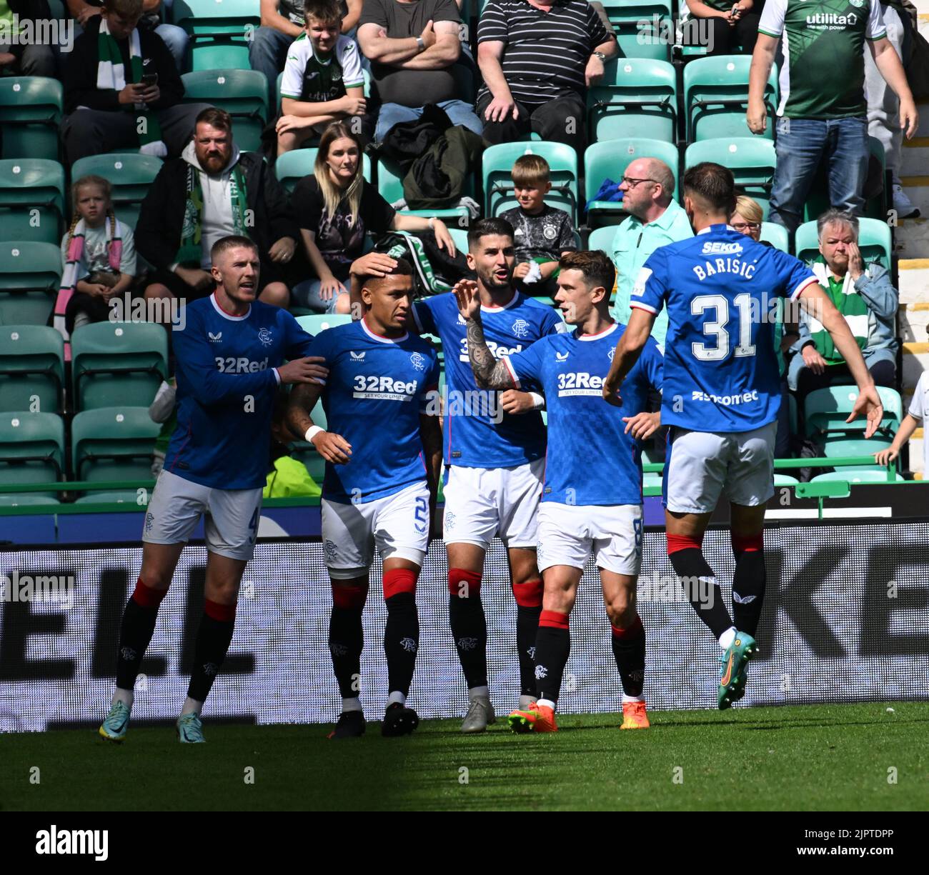 Easter Road Stadium Edinburgh.Scotland.UK.20th Aug-22 Hibs v Rangers ...