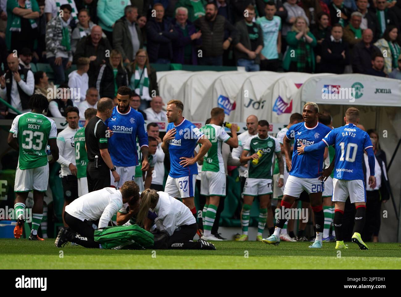 Rangers' Scott Arfield with referee William Collum after team mate ...