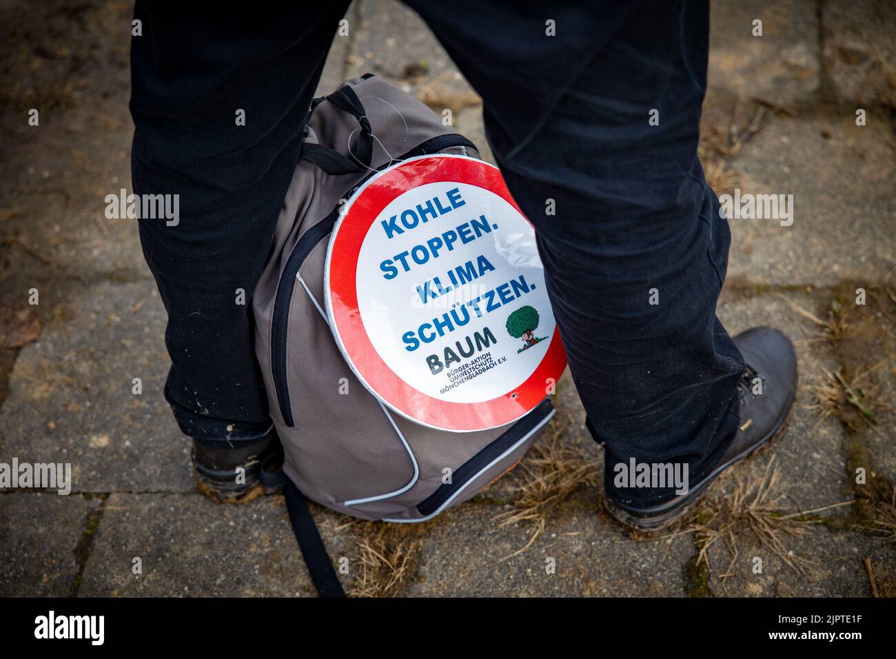 Lignite Opponent With Sign " Stop Coal, Protect Climate " On The ...
