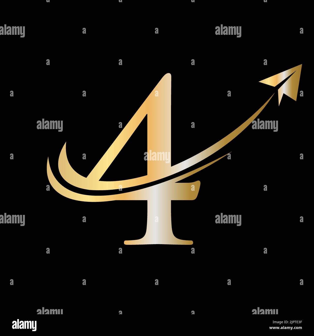 Letter 4 Travel Logo Vector Template. Initial Travel Logo on Letter 4 ...