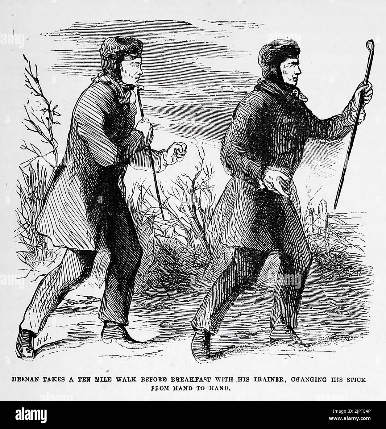 John C. Heenan takes a ten mile walk before breakfast with his trainer ...