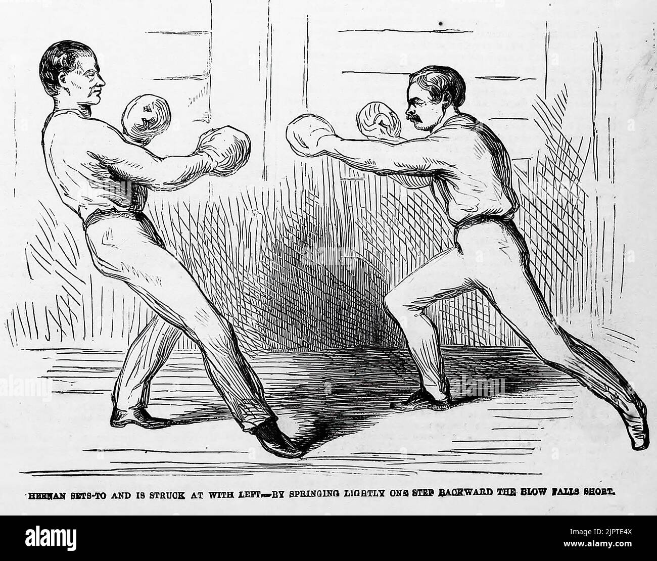 John C. Heenan sets-to and is struck at with left - By springing ...