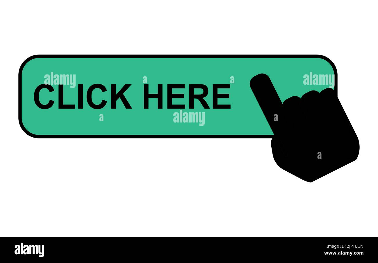 Click here web button, internet flat pointer design, press link vector ...
