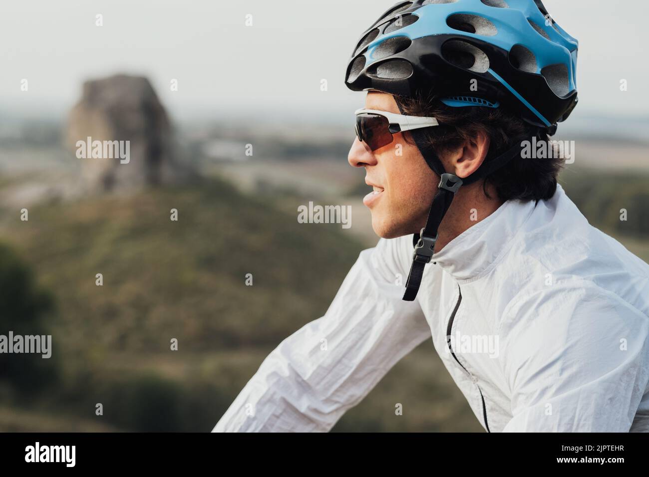 Close Up Portrait of Professional Male Cyclist, Adult Man Wearing ...