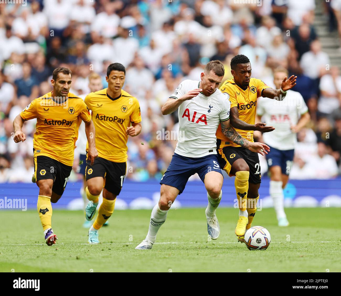 London, UK. 20th Aug, 2022. Pierre-Emile Hojbjerg of Tottenham with ...