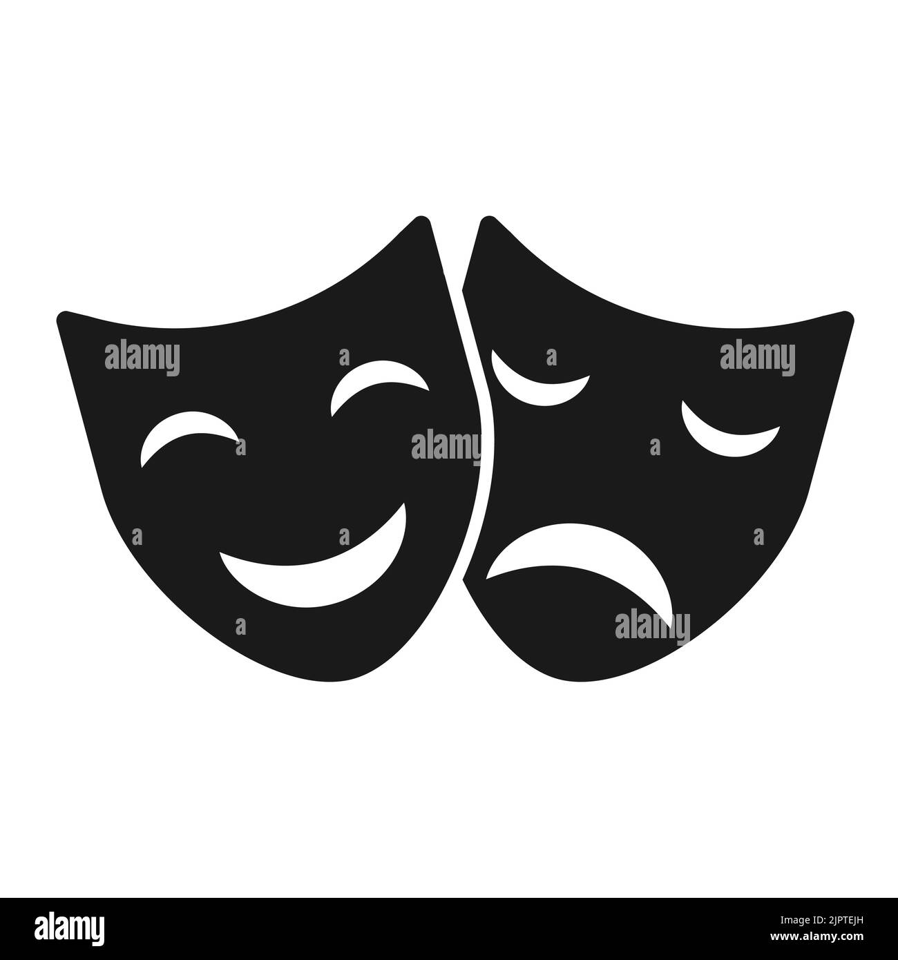 Set of Theater face mask icon, emotion actor comedy and drama symbol ...