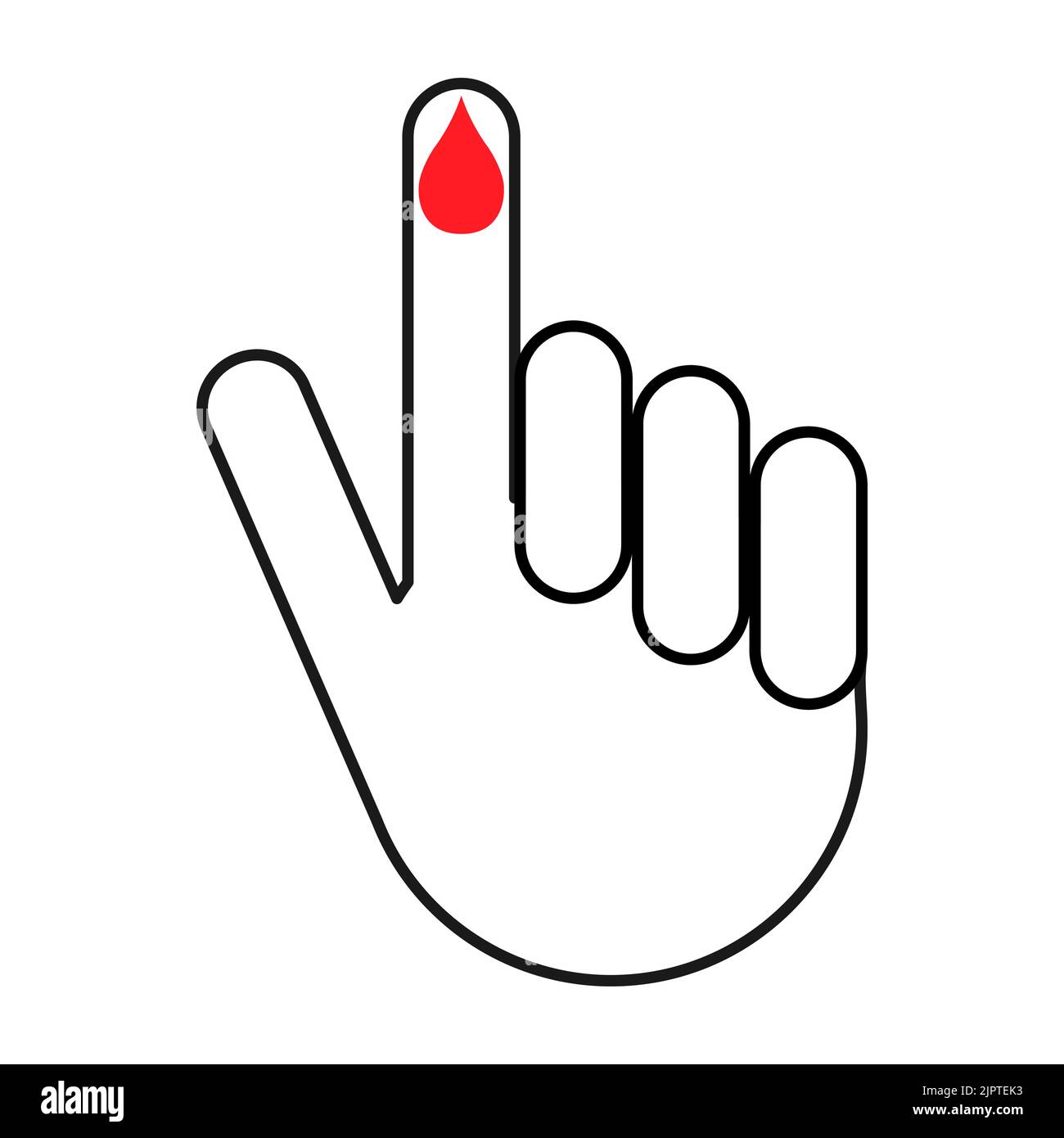 Hand finger with drop blood icon, medical health test symbol, control ...