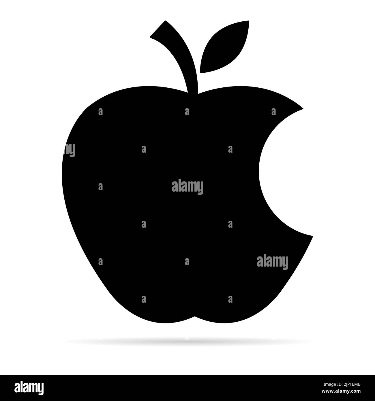 Apple icon with shadow, healthy raw symbol, foot sweet fruit, vector ...