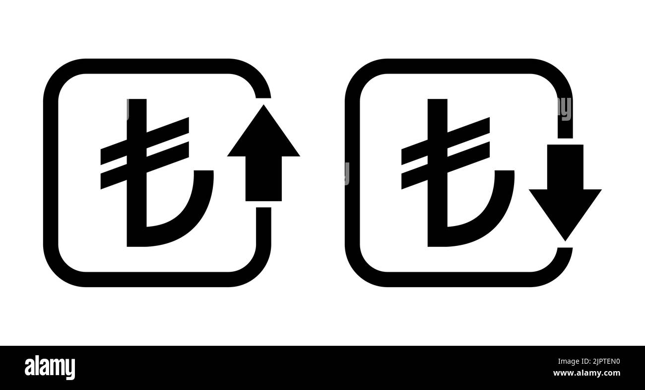 Set of cost symbol turkish lira increase and decrease icon. Money ...