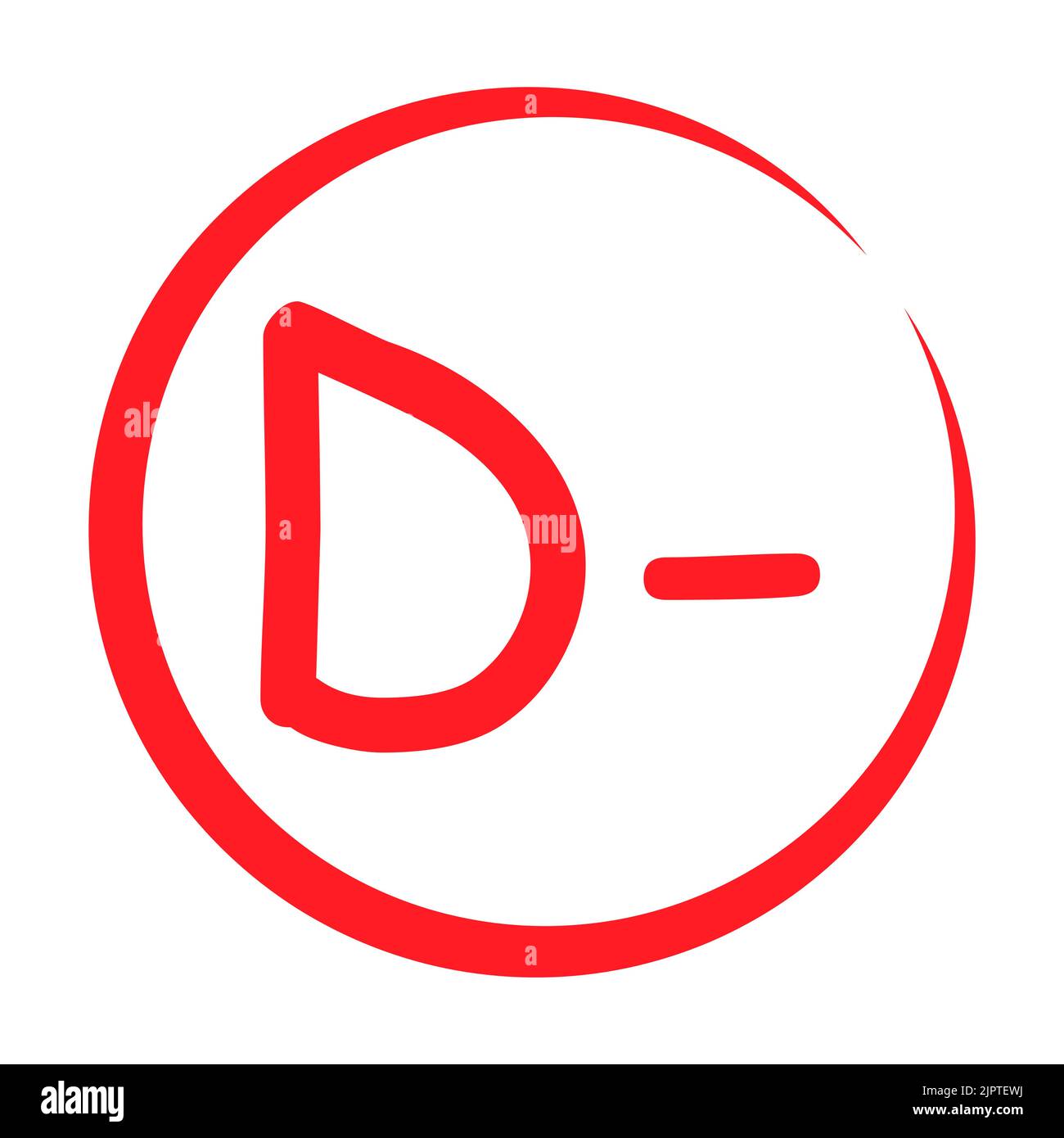 Grade result D minus. Hand drawn icon in red color. Test exam mark ... Grade result D minus. Hand drawn icon in red color. Test exam mark ...