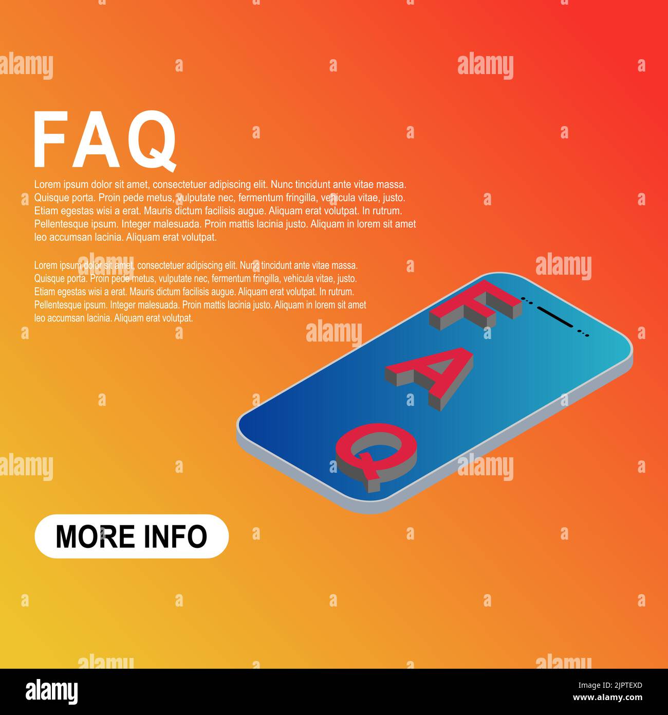 FAQ, 3D template frequently asked questions vector icon. Information ...