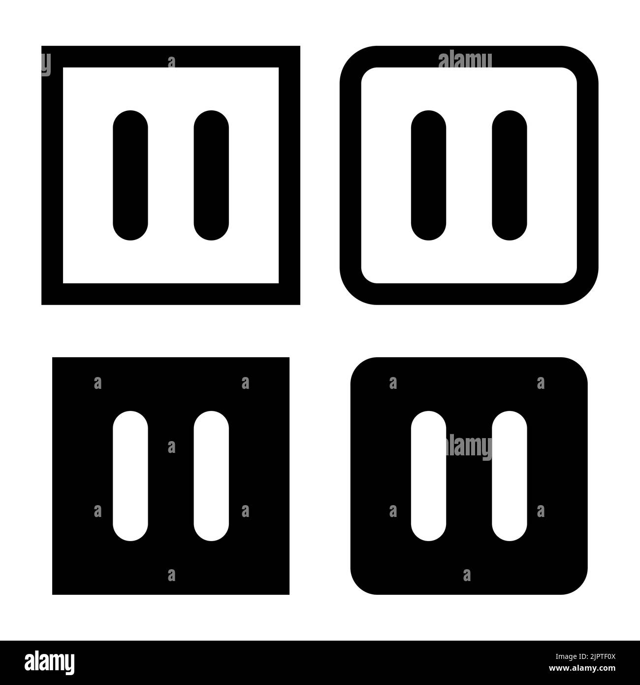 Set of Stop and pause icon, interface media button, internet player ...