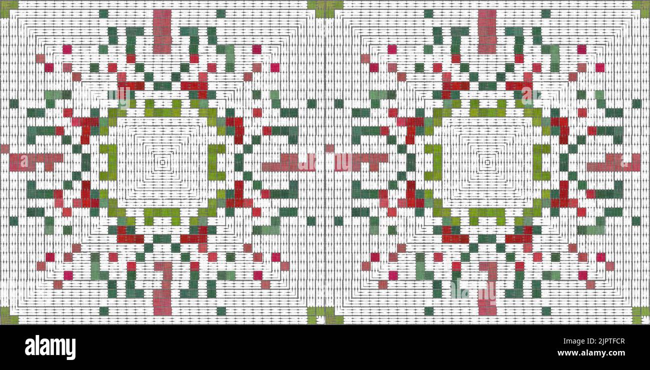 Seamless Christmas poinsettia cross stitch border. Decorative ornament ...