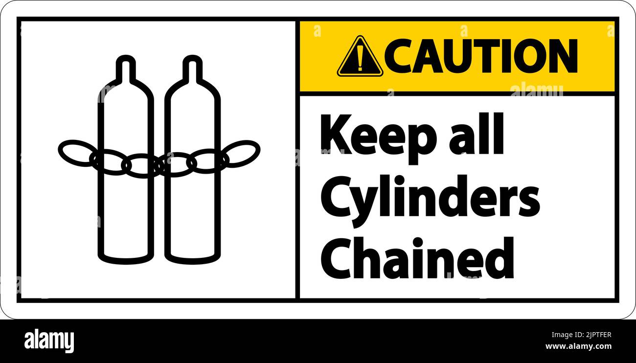 Caution Keep All Cylinders Chained Symbol Sign On White Background ...