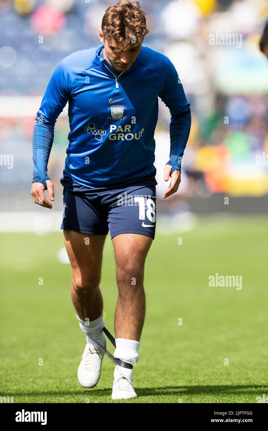 Preston, UK. 20th August, 2022. Ryan Ledson (18) of Preston North End ...