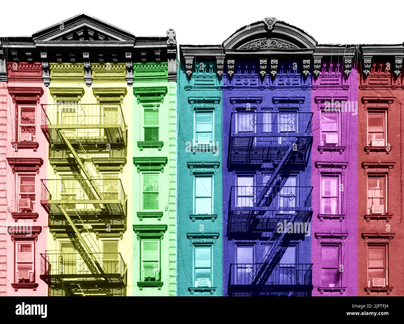 New York City buildings with rainbow colors overlaid on the exterior in ...