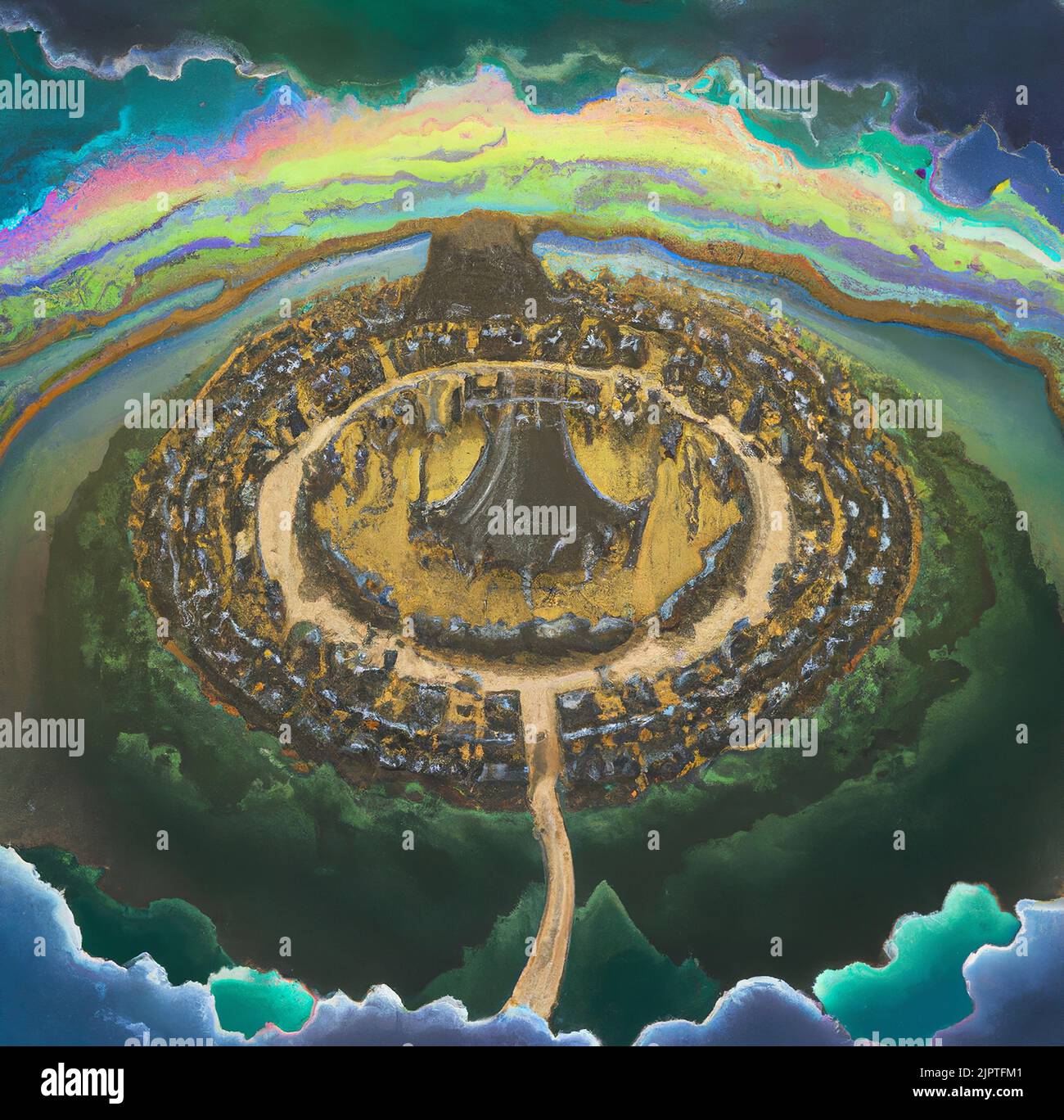 Fantasy magic world illustration wall art Stock Photo - Alamy