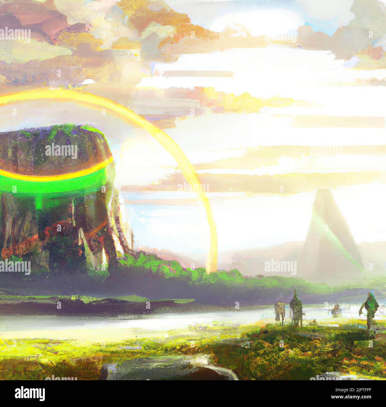 Fantasy magic world illustration wall art Stock Photo - Alamy