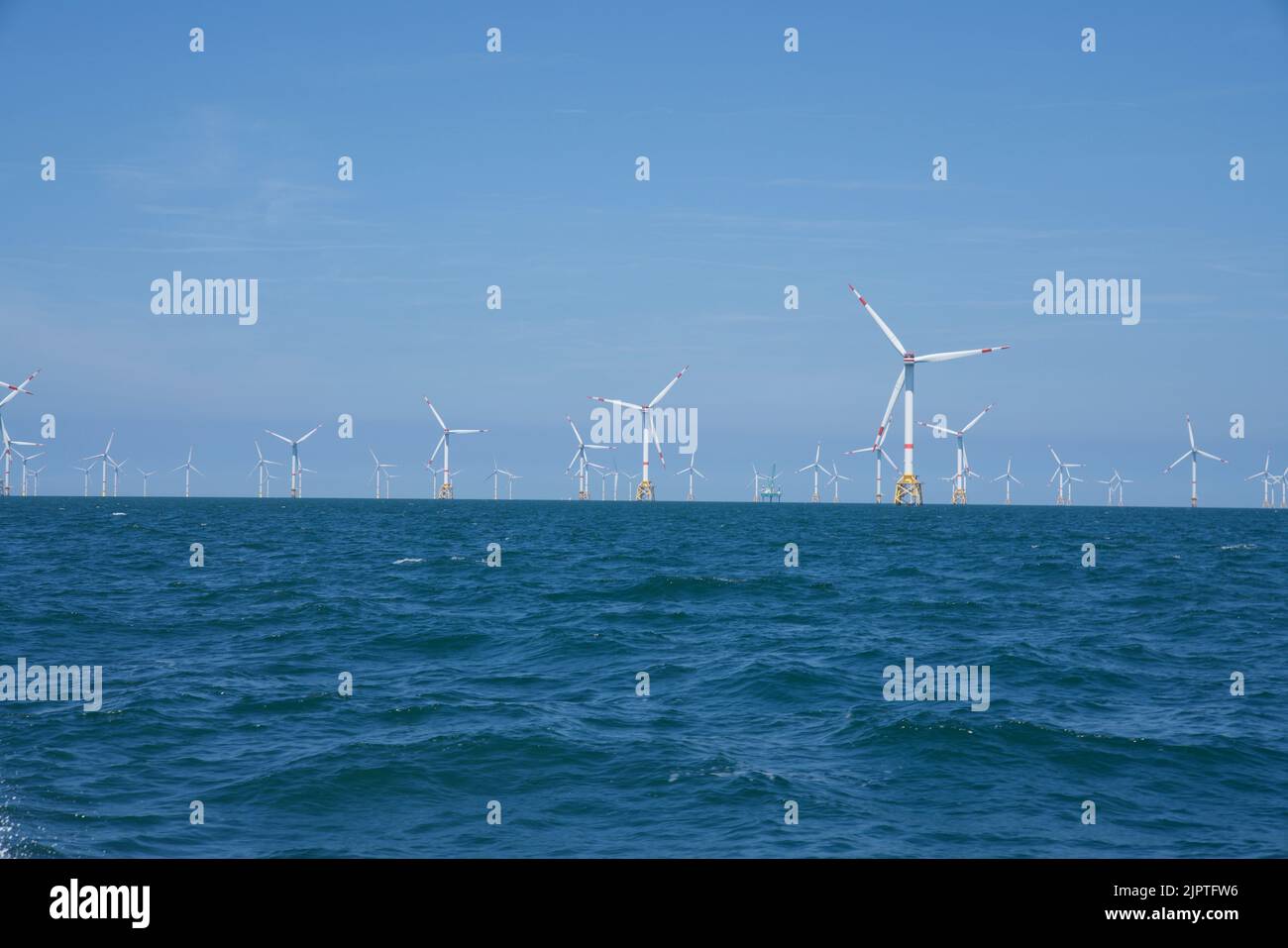 The offshore wind farm with wind turbines in the north sea Stock Photo ...