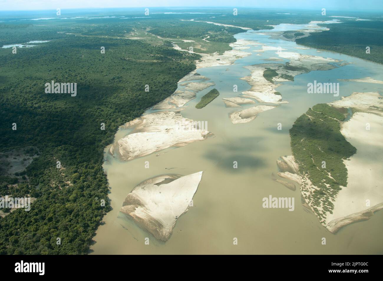 An aerial view of the Rufiji River, the largest in East Africa. The ...