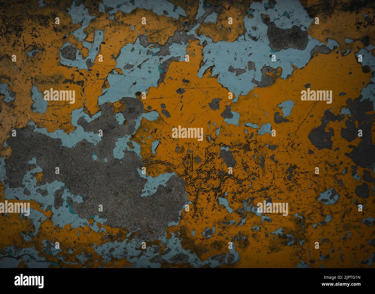 The texture of an old and rusted steel plate is used as a design ...