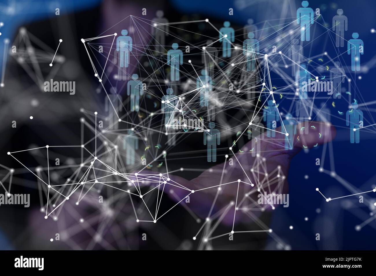 A 3d rendering of a team connection and social network symbol on a ...