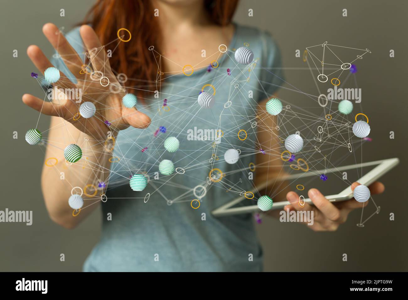 A 3D rendering of a digital technology group and social network ...