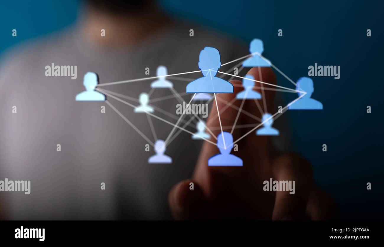 A 3d rendering of a team connection and social network symbol on a ...