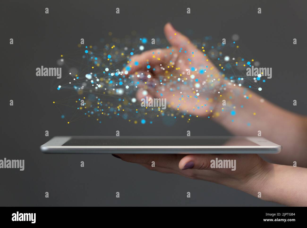 A 3D rendering of a digital technology group and social network ...