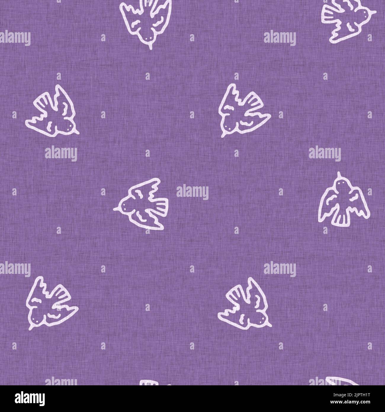 Gender neutral bird in sky seamless raster purple background. Simple ...
