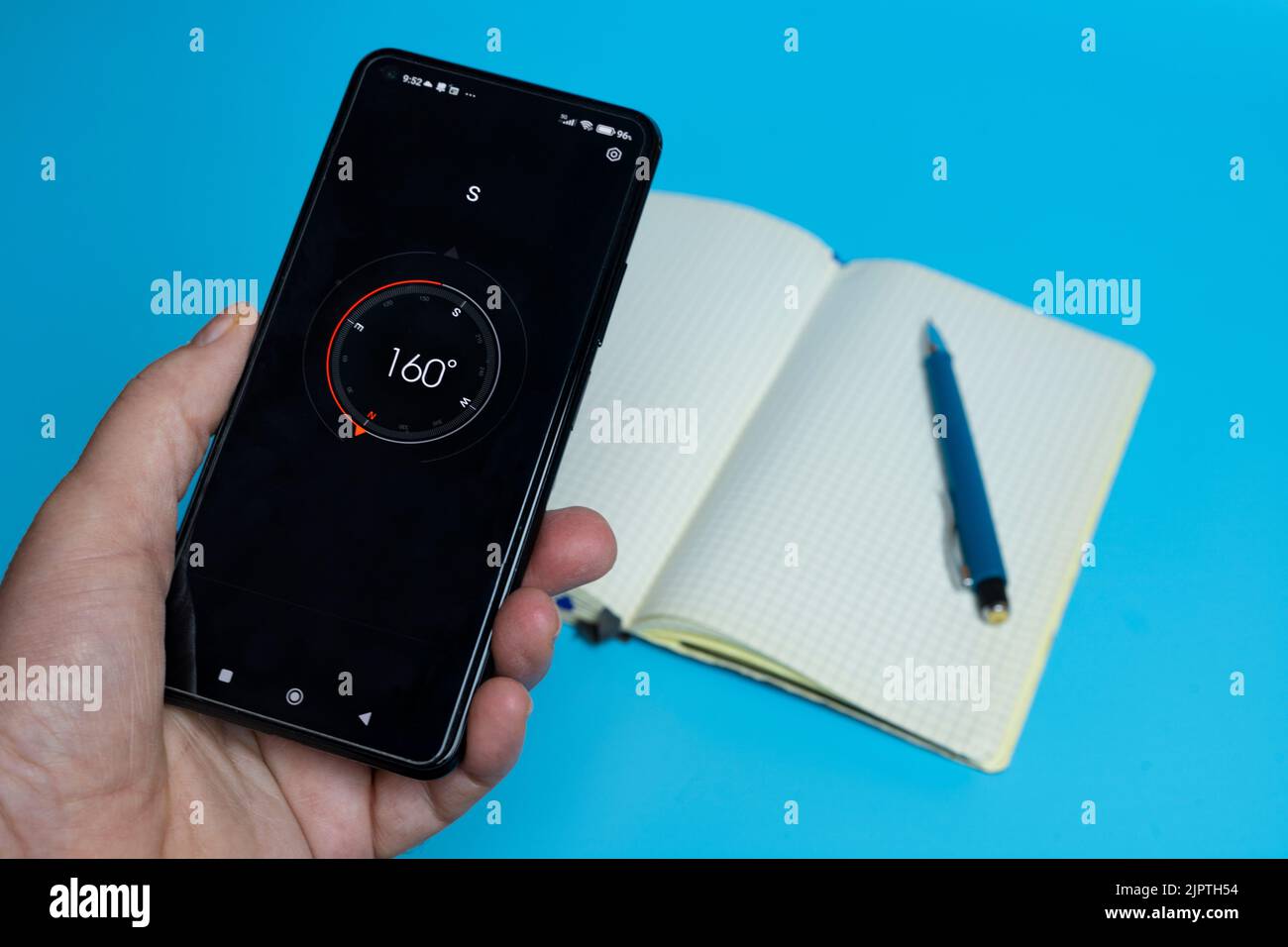 direction measurement with a compass on your mobile Stock Photo - Alamy