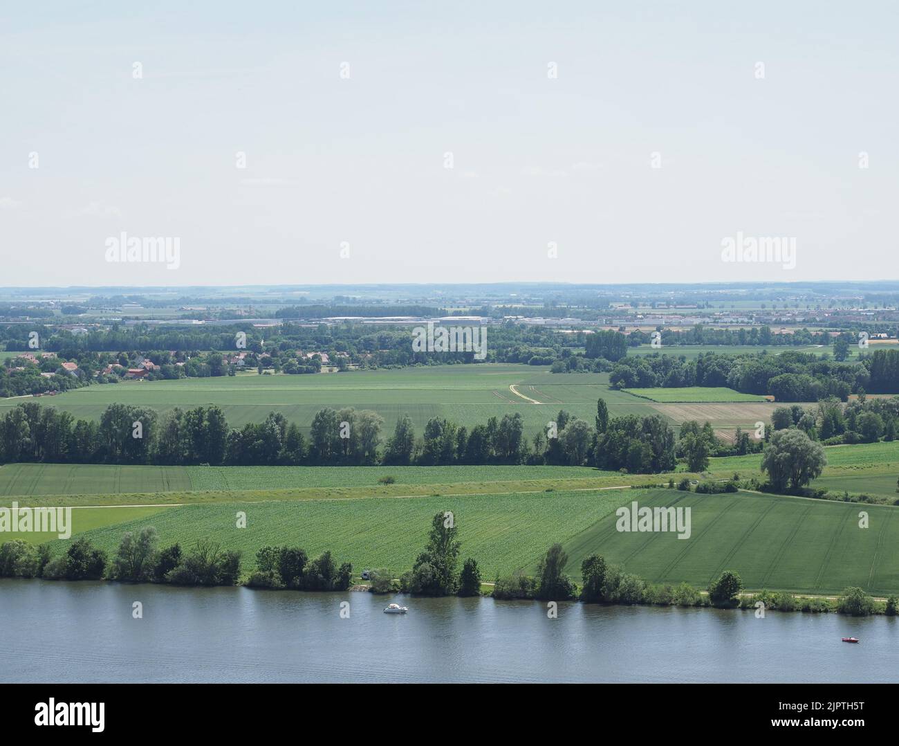 View of river Danube from the Walhalla hill in Donaustauf, Germany ...