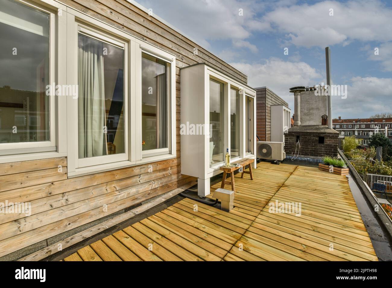 Open plan studio apartment with triangle shaped roof and construction ...