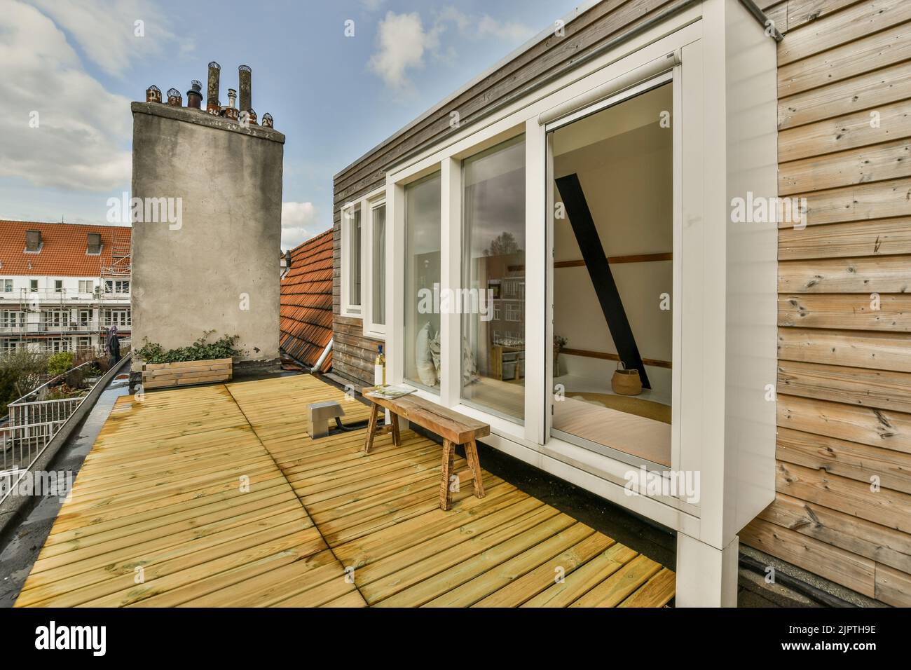 Open plan studio apartment with triangle shaped roof and construction ...